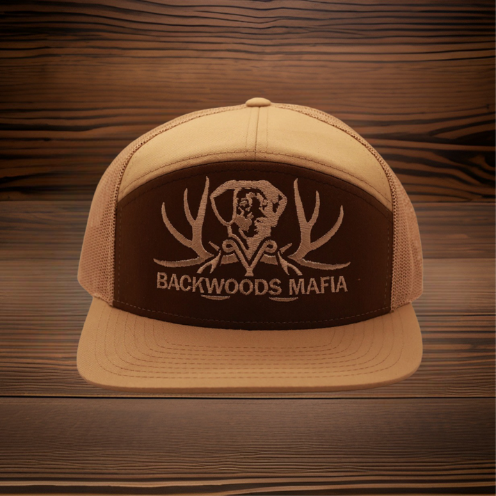 7 Panel Khaki Logo SnapBack – Backwoods Mafia