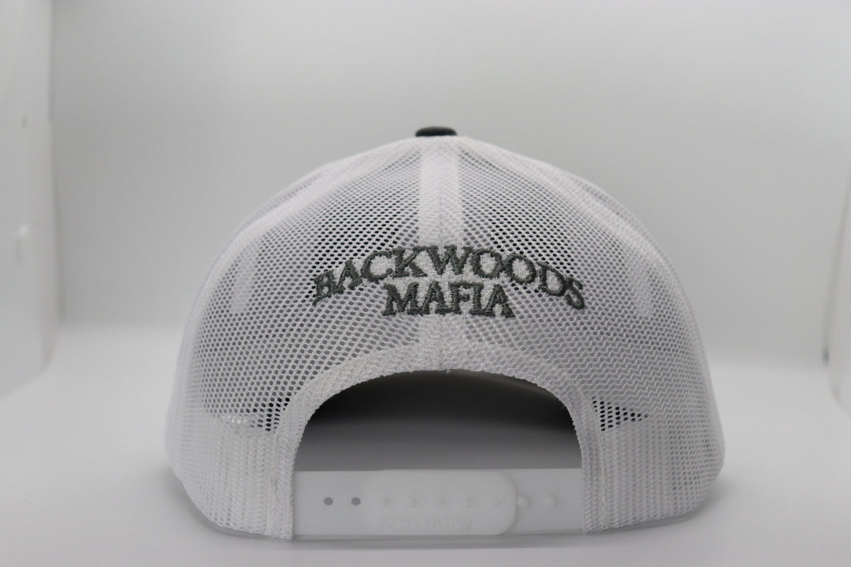 Gray/White Snapback Full Color Logo – Backwoods Mafia